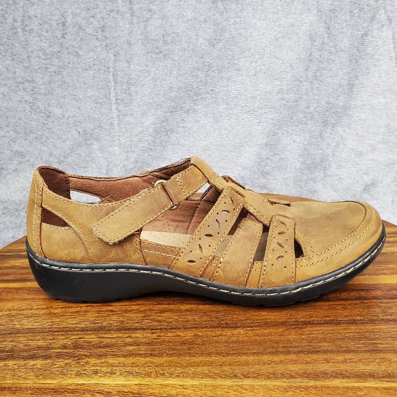Clarks | Shoes | Clarks Shoes Womens 8 Brown Leather Strappy Adjustable ...